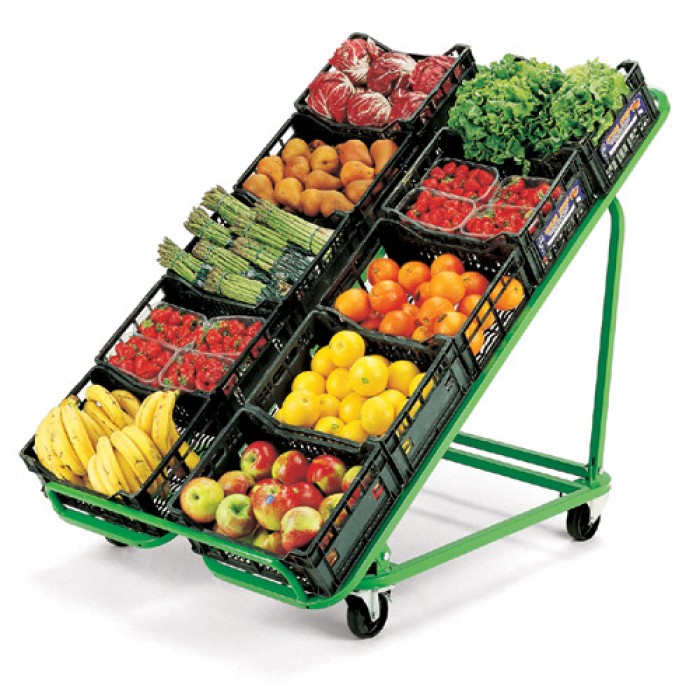 Raft legume fructe second hand, dublu, vopsit verde ProRetail Rafturi ...